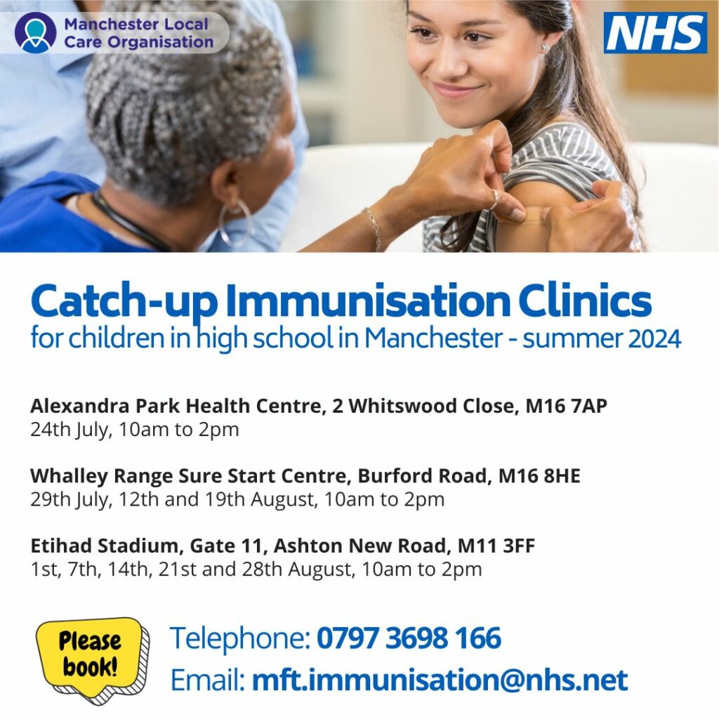 Summer Immunisation Catch Up Clinics - Manchester Local Care Organisation
