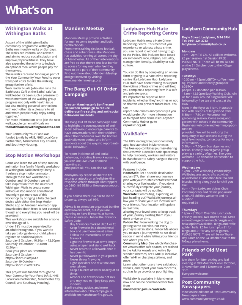 Neighbourhood Update October 2024: Withington & Old Moat - Manchester ...